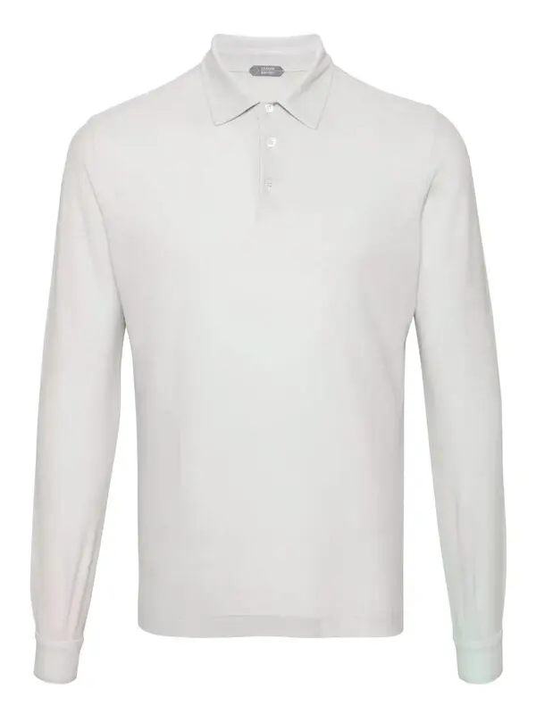 ZANONE Long-sleeve Cotton Polo Shirt - Grey