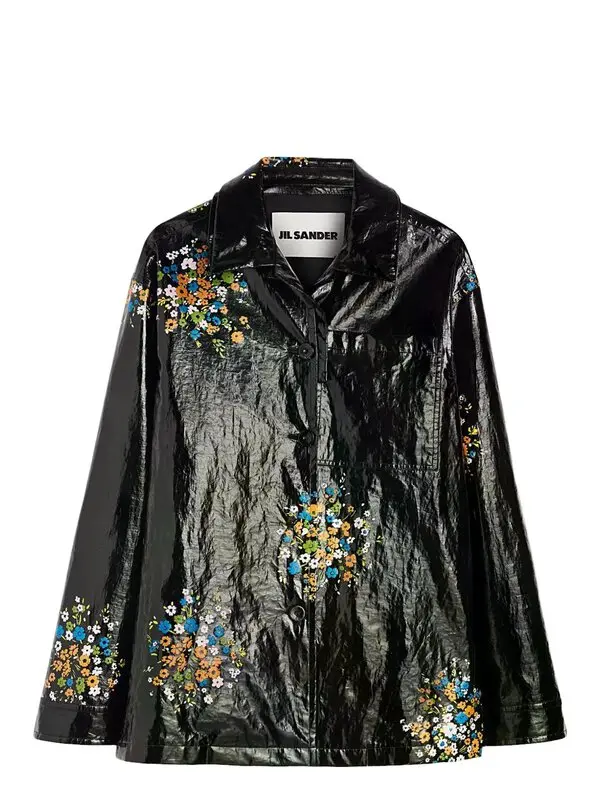 JIL SANDER Floral-print Overshirt - Black
