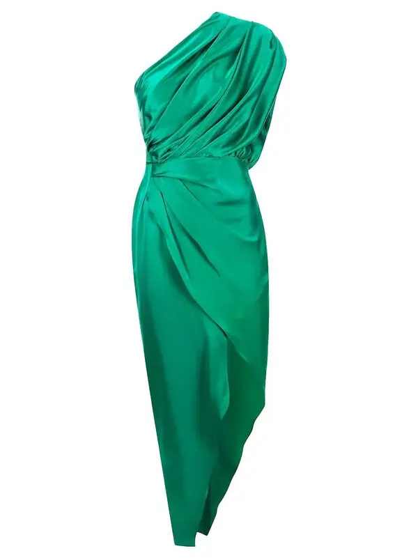 Michelle Mason Asymmetric Open-back Silk Dress - Green