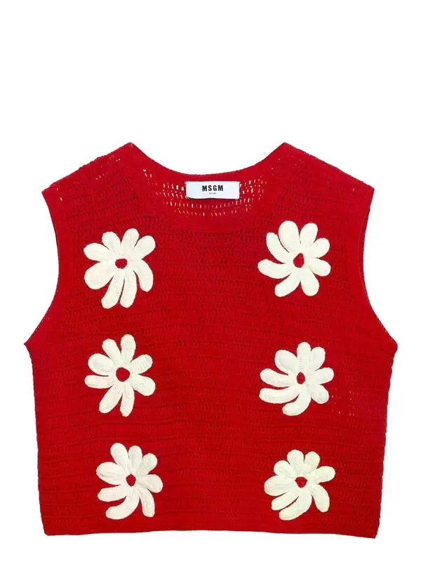 MSGM Crochet-knit Top - Red