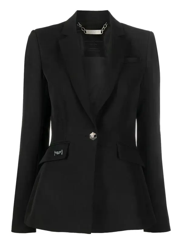 Philipp Plein Rhinestone-logo Single-breasted Blazer - Black