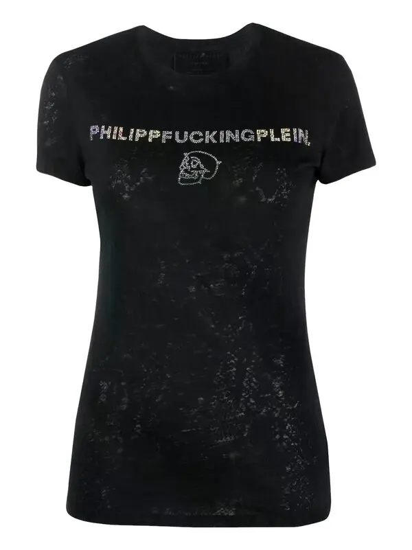 Philipp Plein Rhinestone-embellished Cotton T-shirt - Black