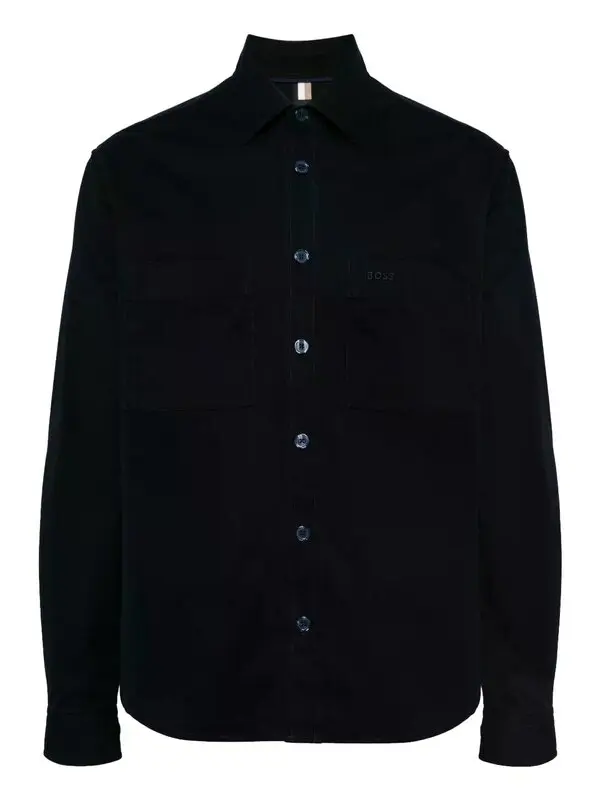 BOSS Logo-embroidered Cotton Shirt - Blue