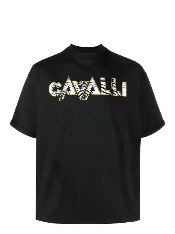 Roberto Cavalli Zebra-print Logo T-shirt - Black