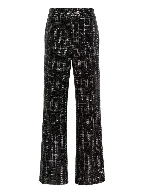 GENNY Sequinned Plaid Trousers - Black