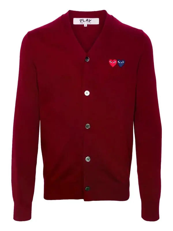Play Comme Des Garcon Heart-patch Wool Cardigan - Red