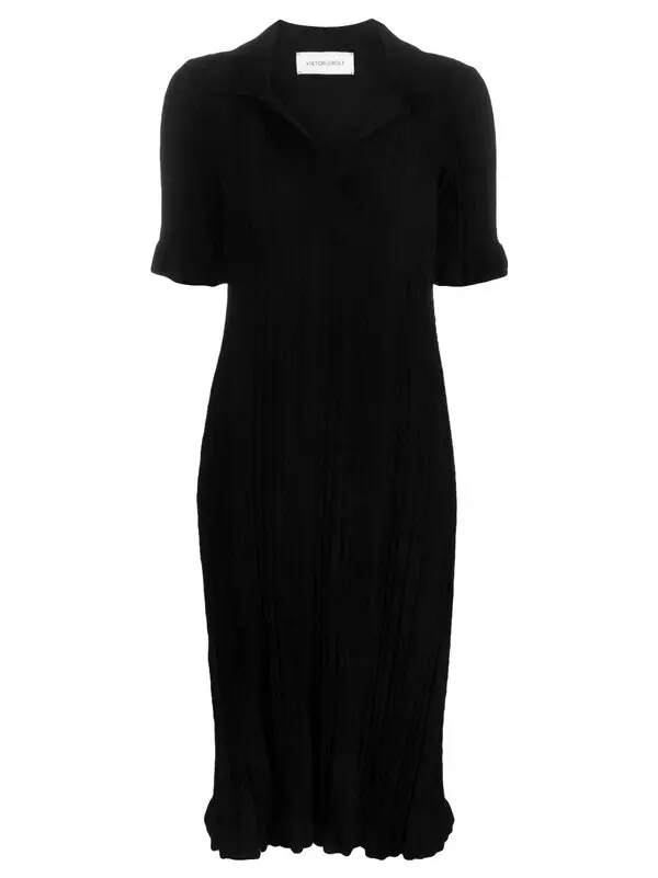 Viktor & Rolf V-neck Knitted Midi Dress - Black