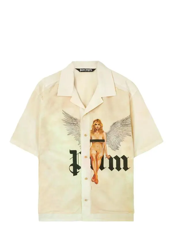 Palm Angels Crystal Pin Up Shirt - Neutrals
