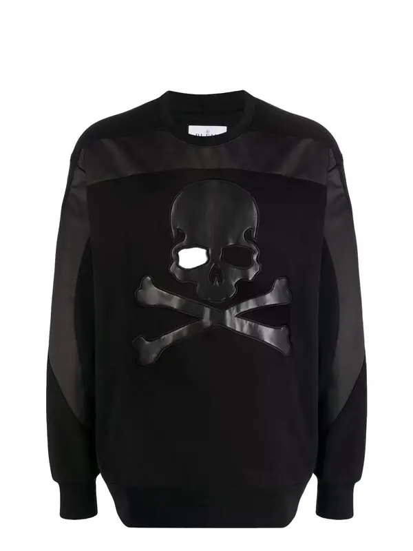 Philipp Plein Panelled Skull Sweatshirt - Black