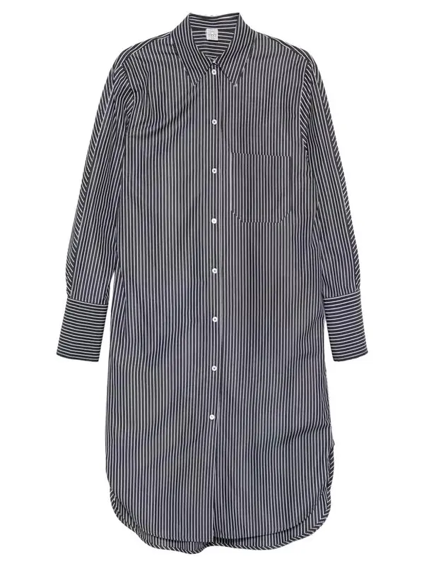TOTEME Striped Shirt Dress - Black