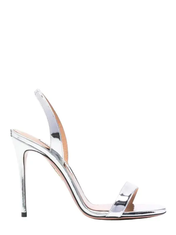 AQUAZZURA So Nude 110mm Leather Sandals - Silver