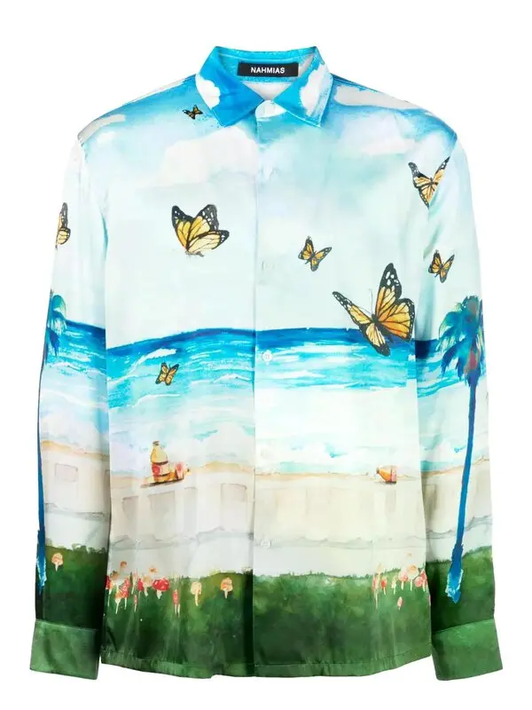 NAHMIAS Butterfly Beach Shirt - Blue