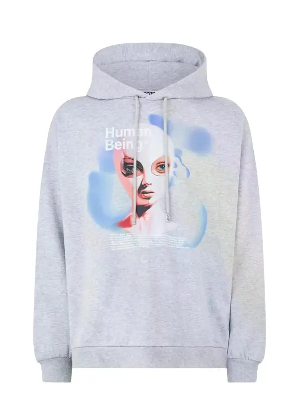 Gcds Graphic-print Cotton Hoodie - Grey