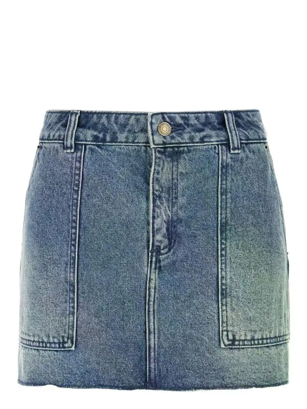 Michael Kors Frayed Denim Mini Skirt - Blue