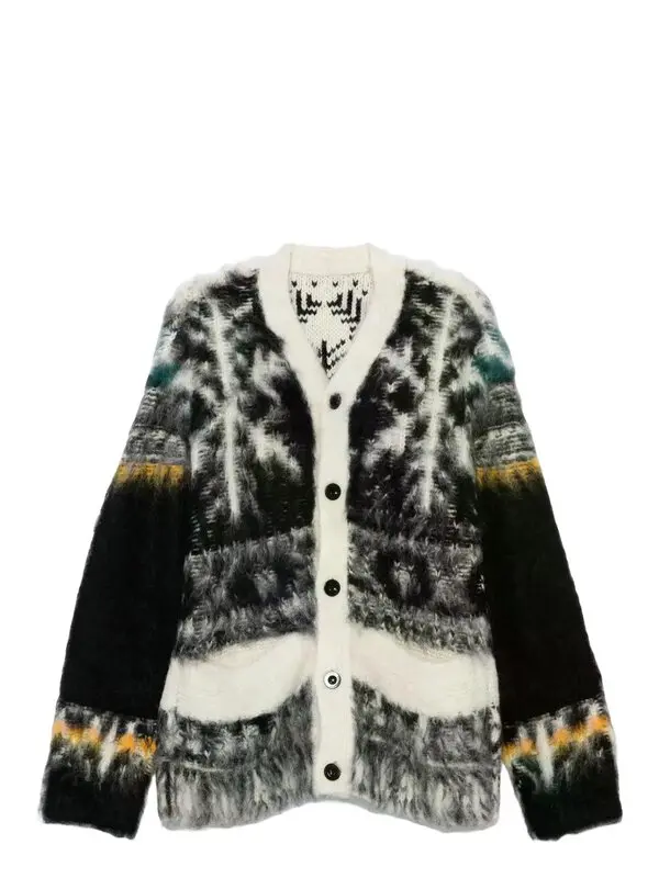 Sacai Patterned Pocket Cardigan - Black