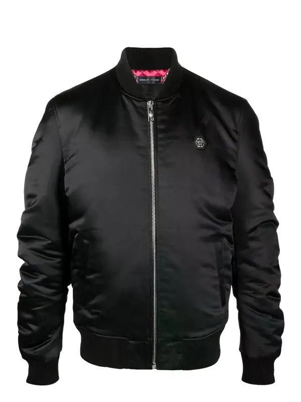Philipp Plein Teddy Bear Print Bomber Jacket - Black