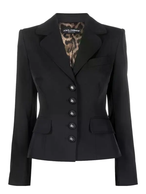 Dolce & Gabbana Logo-plaque Button-fastening Blazer - Black