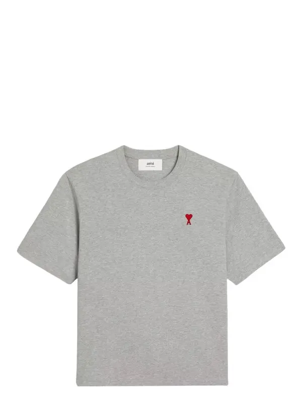 AMI Paris De Cœur-embroidered T-shirt - Grey
