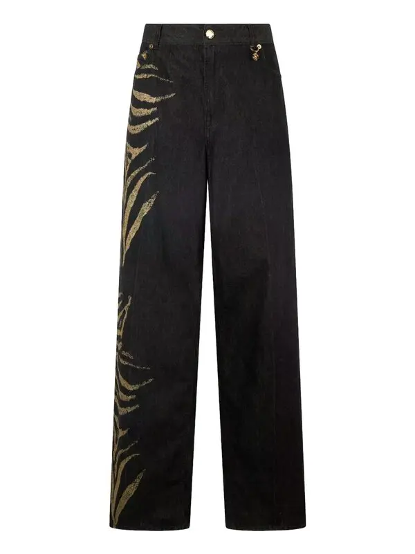 Roberto Cavalli Zebra-print Jeans - Black