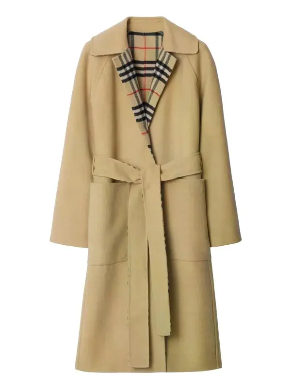 Burberry Reversible Wool Coat With Vintage Check Pattern - Neutrals