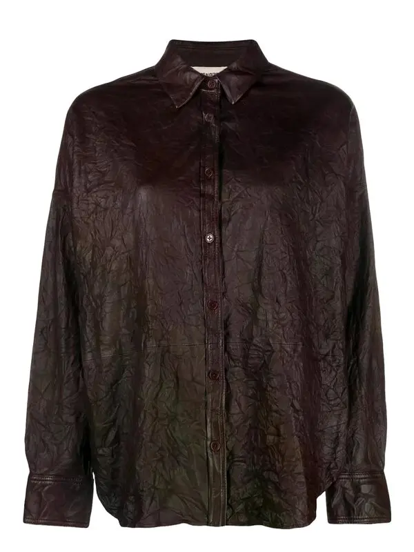 Zadig&Voltaire Tamara Crinkled Leather Shirt - Brown