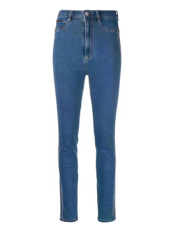 Philipp Plein High-waist Crystal Jeggings - Blue