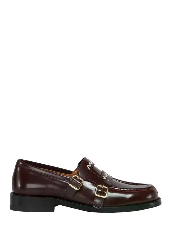 Marni Leather Double Buckle Loafers - Red