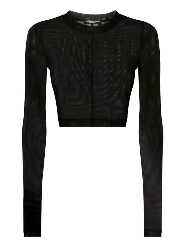 Dolce & Gabbana Tulle Crop Top - Black