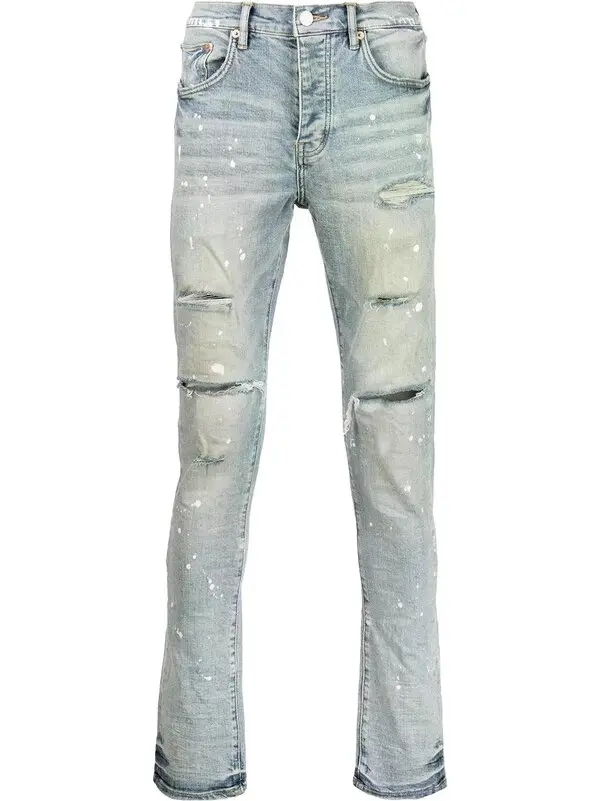 PURPLE BRAND P001 Paint Splatter Slim-fit Jeans - Blue