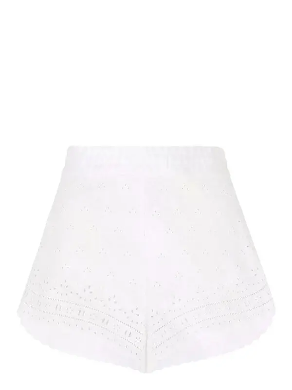 Dolce & Gabbana Embroidered Linen Scalloped Shorts - White