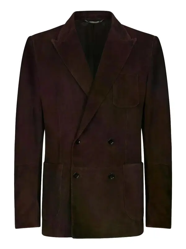 Dolce & Gabbana Double-breasted Suede Blazer - Brown