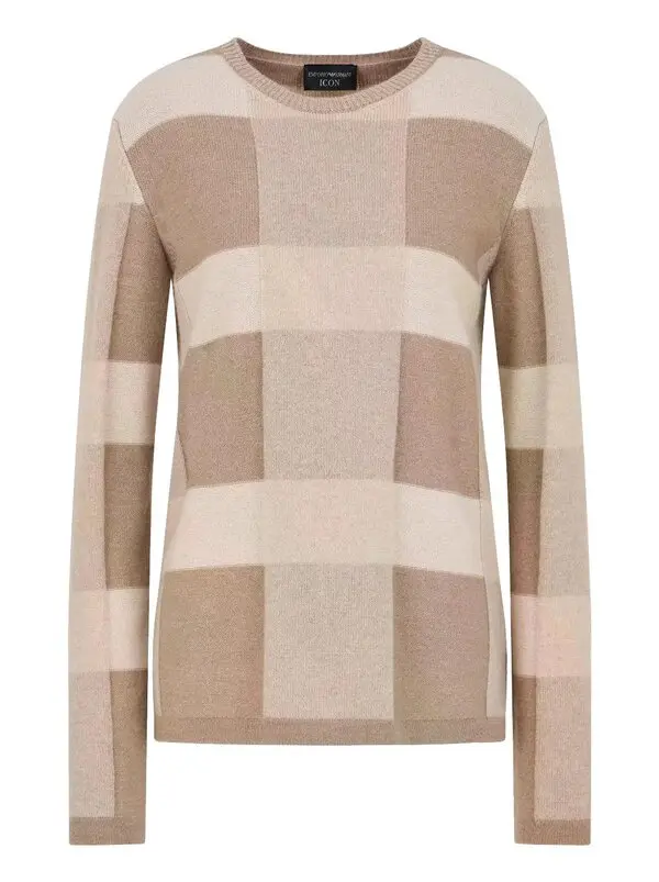 Emporio Armani Icon Checked Sweater - Neutrals