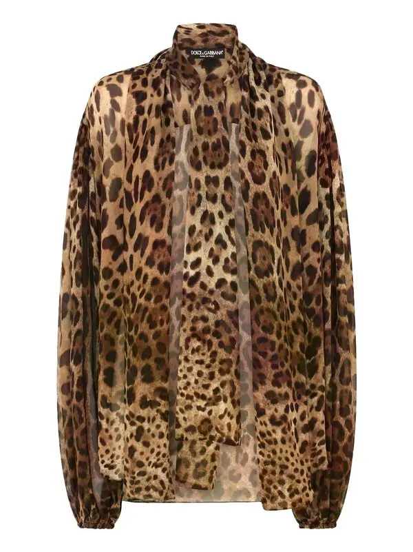 Dolce & Gabbana Leopard-print Chiffon Shirt - Brown