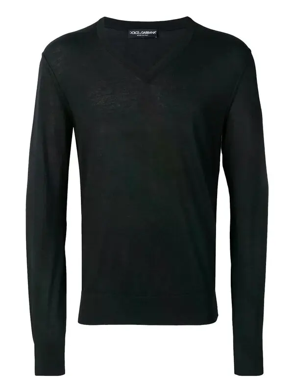 Dolce & Gabbana Knitted V-neck Jumper - Black