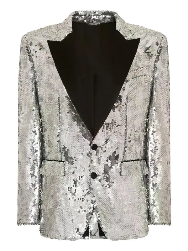 Dolce & Gabbana Sequin-embellished Tuxedo Jacket - Grey