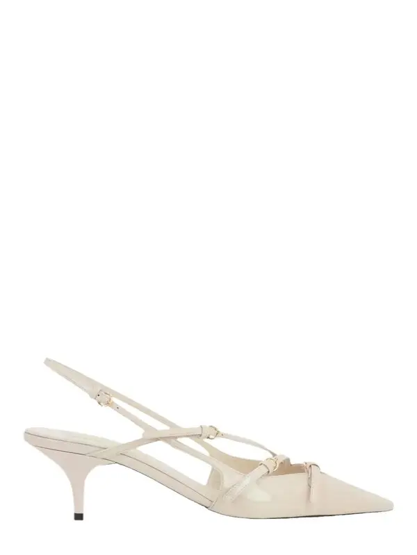 Miu Miu Buckled Patent Slingback Pumps - Neutrals