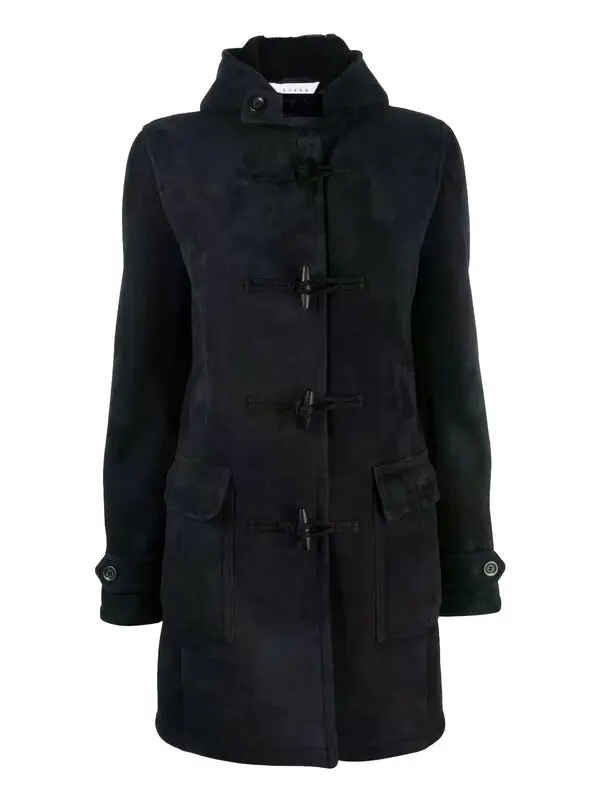 LISKA Faux-fur Lined Suede Duffle Coat - Black