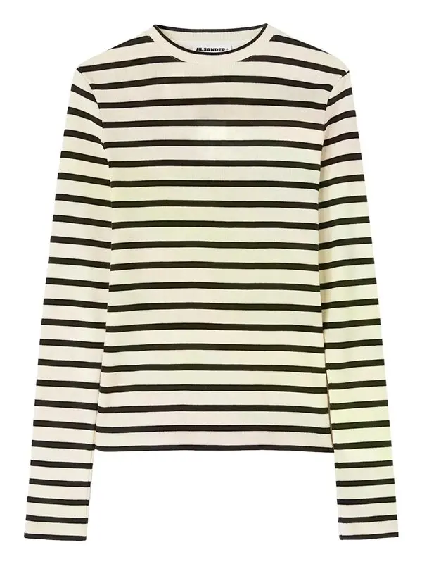 JIL SANDER Stripe-print Cotton T-shirt - Neutrals