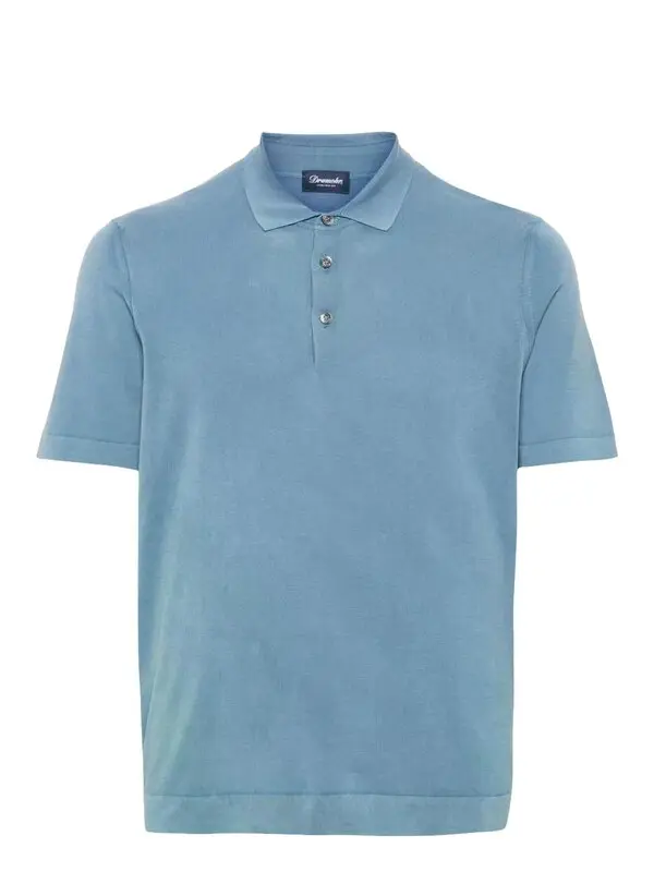 DRUMOHR Fine-knit Cotton Polo Shirt - Blue