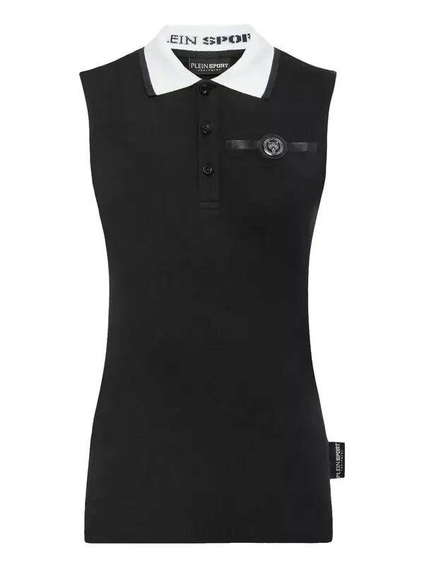 PLEIN SPORT Sleeveless Polo Top - Black