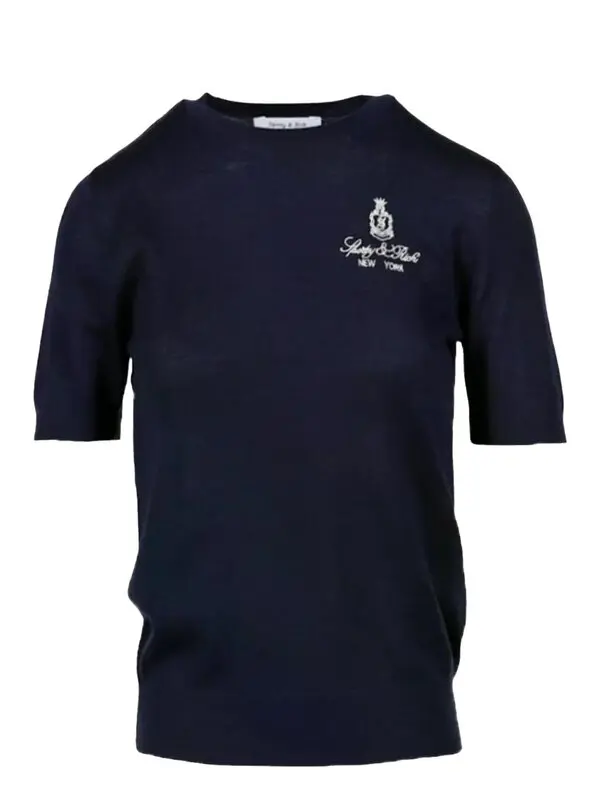 Sporty & Rich Short-sleeve Knitted Top - Blue