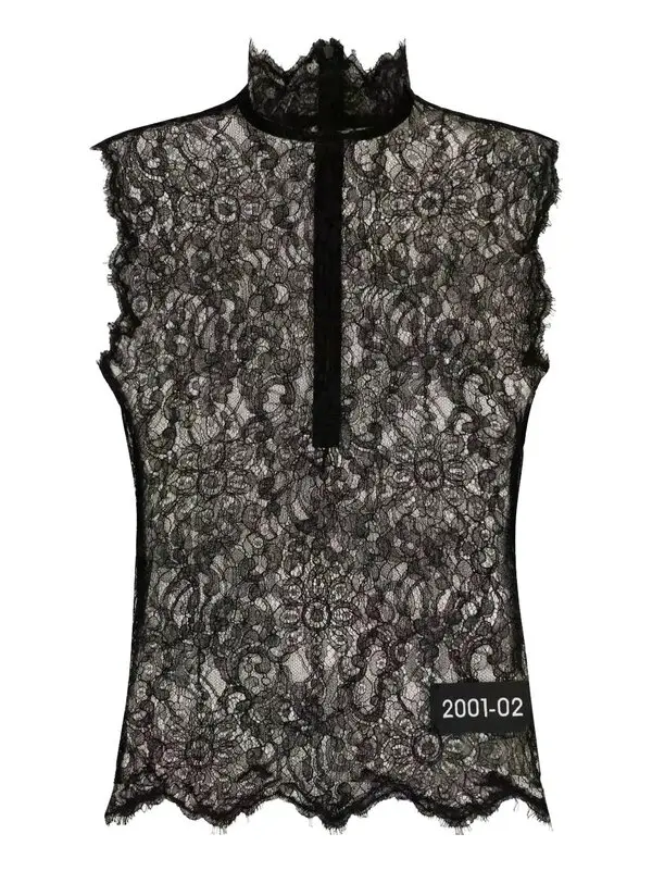 Dolce & Gabbana Chantilly Re-edition Lace Top - Black