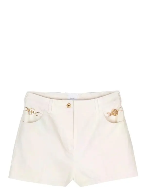 PATOU Logo-engraved Medallion Cotton Shorts - Neutrals