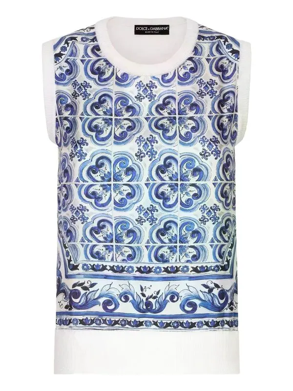 Dolce & Gabbana Majolica-print Silk Jumper - Blue