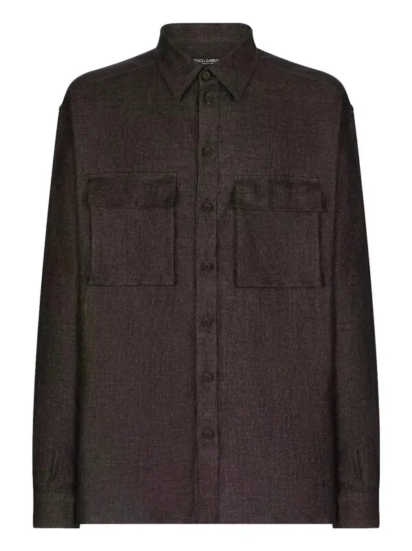 Dolce & Gabbana Flap-pocket Linen Shirt - Brown