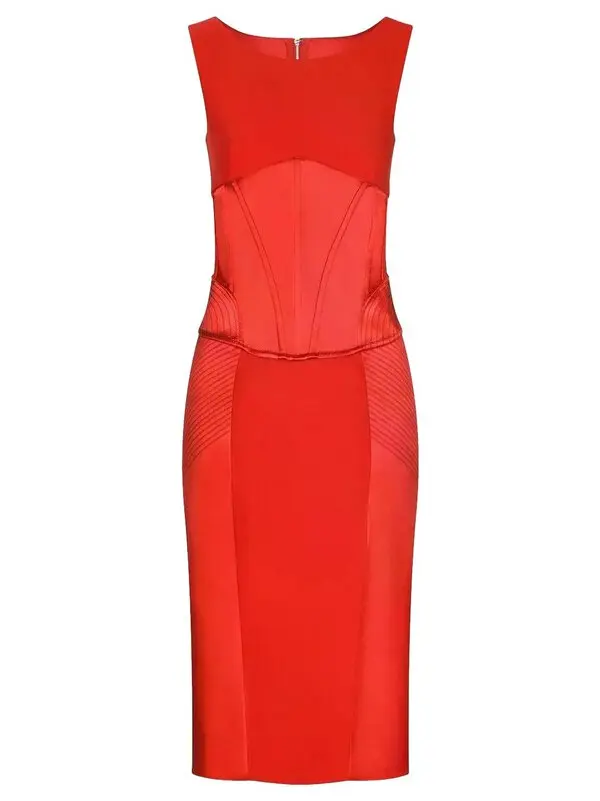 Dolce & Gabbana Corset-detail Satin Midi Dress - Red