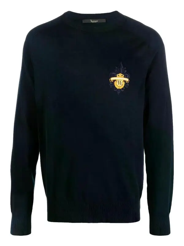 BILLIONAIRE Round-neck Cotton Jumper - Blue