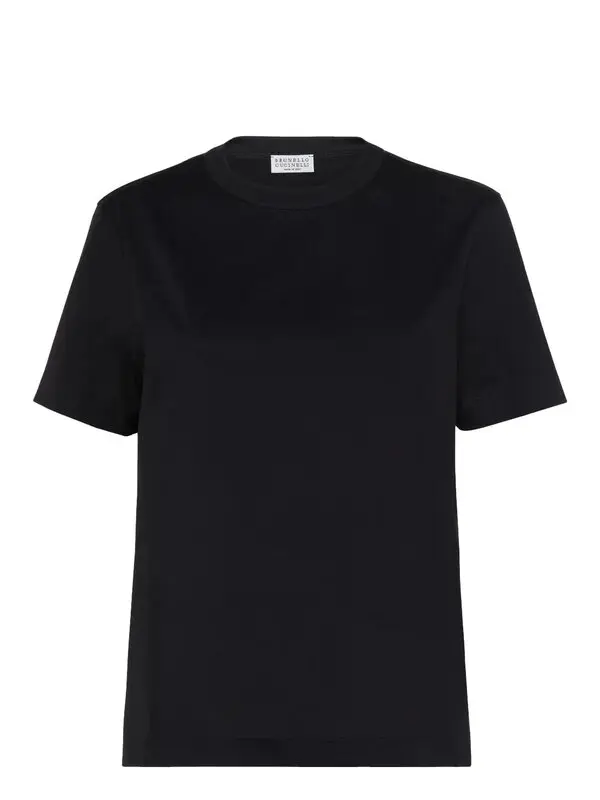 Brunello Cucinelli Monili-trim Cotton T-shirt - Black