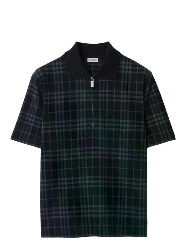 Burberry Checked Polo Shirt - Black