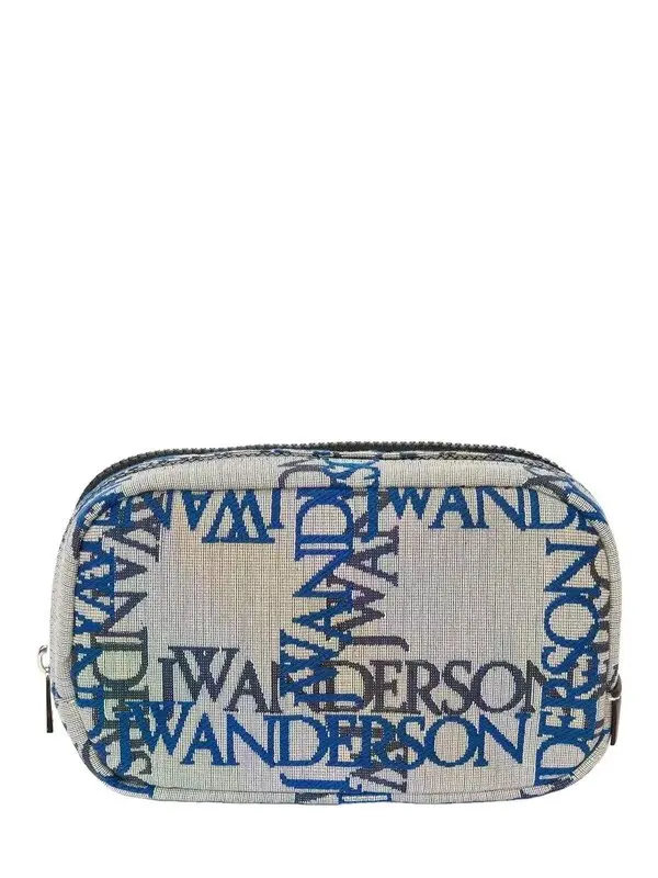 JW Anderson Logo-jacquard Canvas Zipped Pouch - Grey